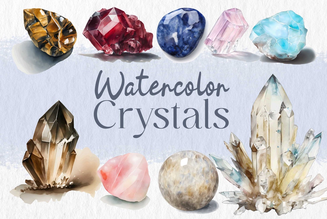 Watercolor Crystals Clipart PNG Files, High Resolution Digital Download ...