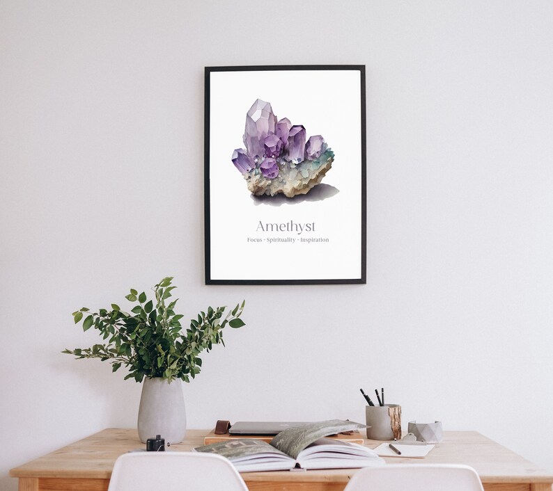 Amethyst Crystal Wall Art Printable Digital Download Illustration ...