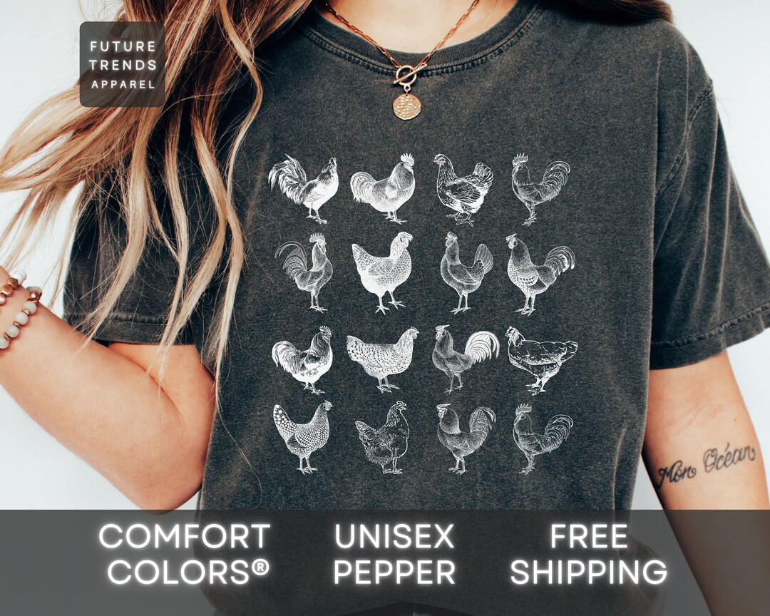 Comfort Colors® Vintage Chickens Shirt, Vintage Farm T Shirt, Free ...