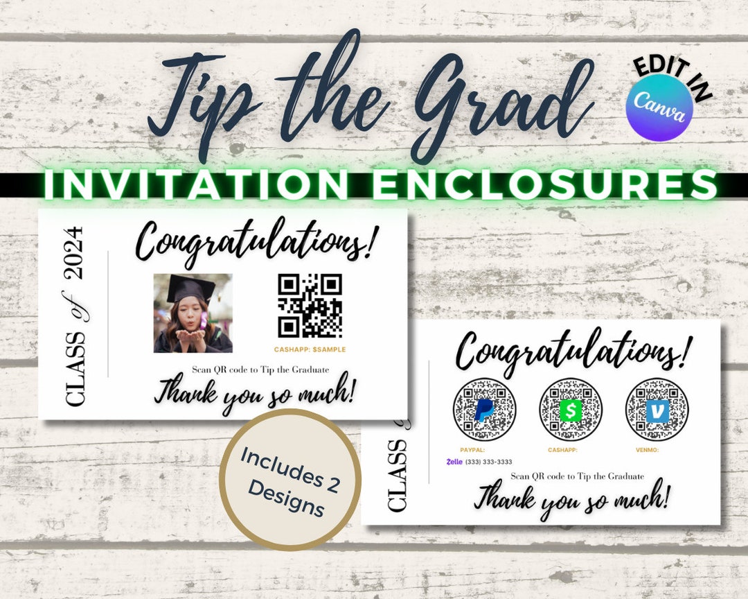 Customizable Graduation Party Invitation Inserts: Tip the Grad, Canva ...