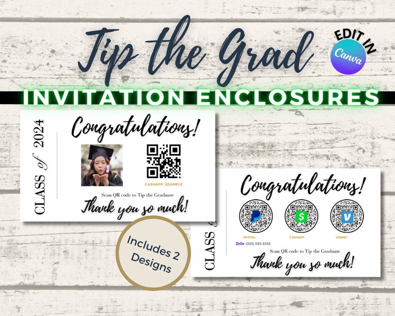 Customizable Graduation Party Invitation Inserts: Tip the Grad, Canva ...