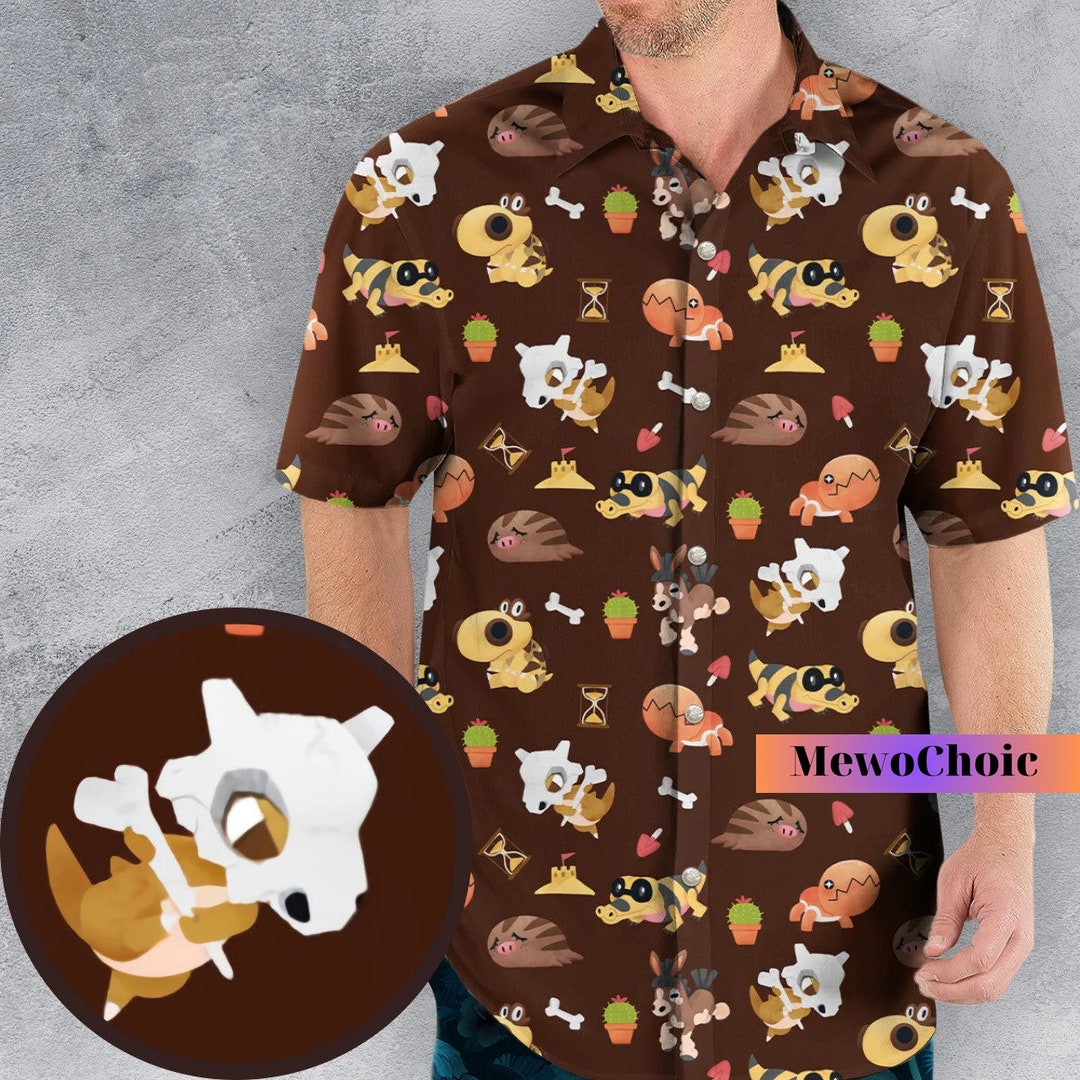 Pokemon Cubone Shirt, Anime Hawaiian Shirt, Cubone Shirt, Button up ...
