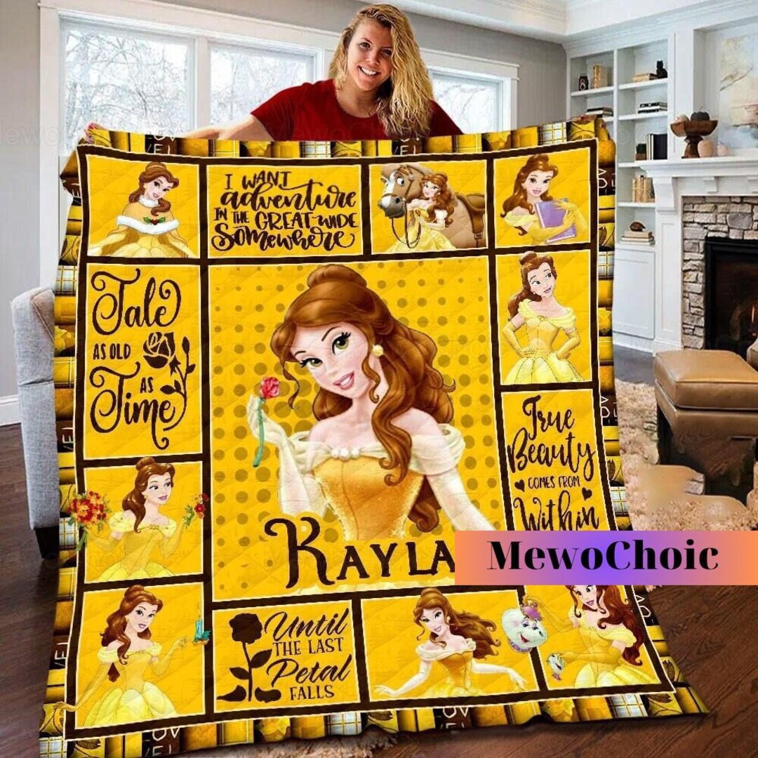 Belle Princess Quilt, Beast and Beauty Quilt, Customized Quilt, Disney ...
