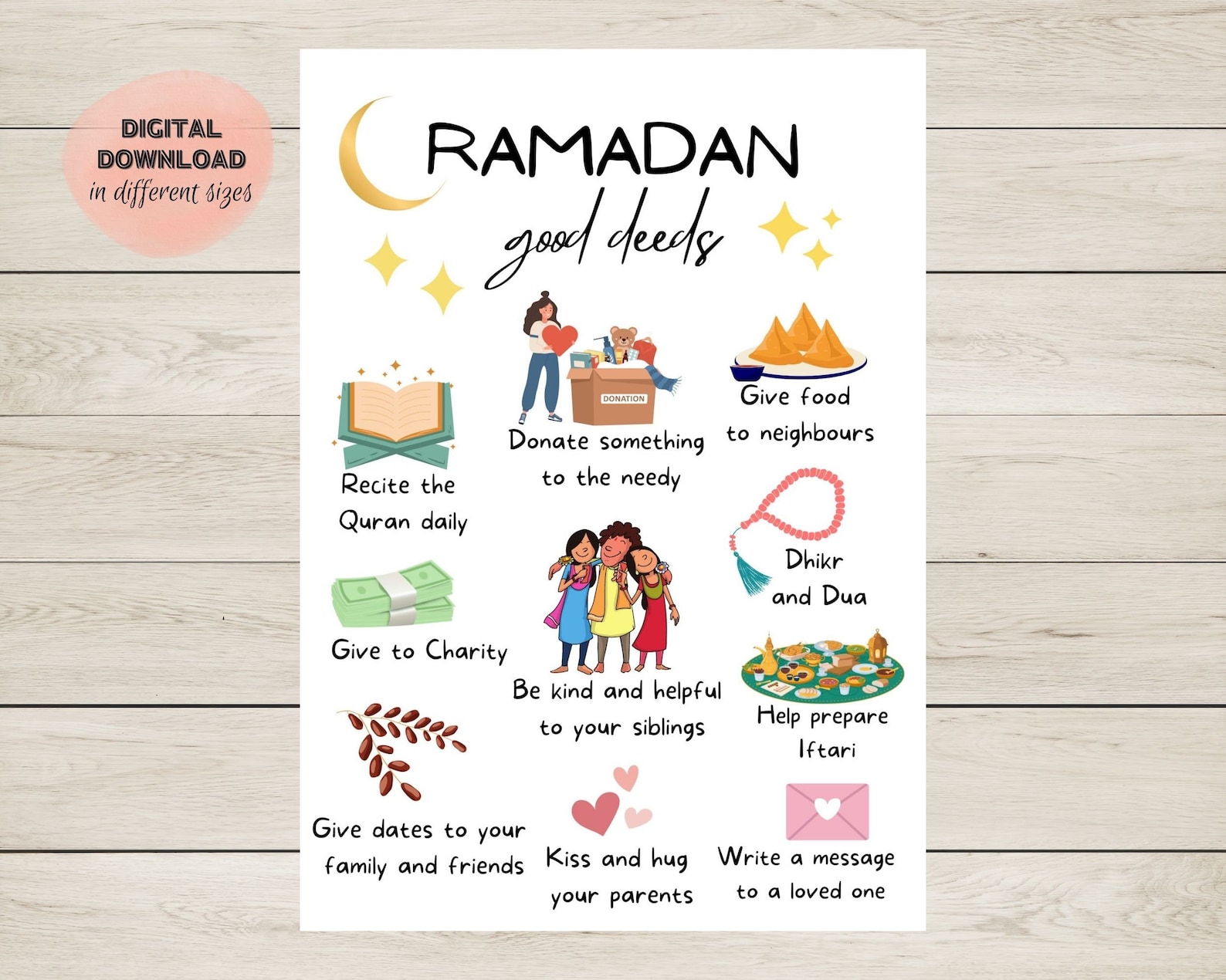 Ramadan Good Deeds Poster for Kids | Islamic Activity Chart (digital ...
