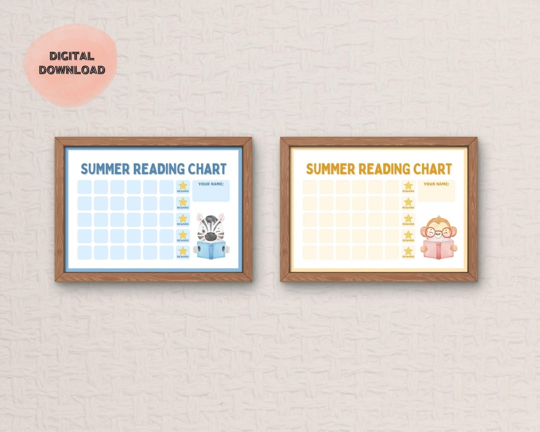 Kids Summer Reading Chart Printable: Fun Reading Log (digital Download ...