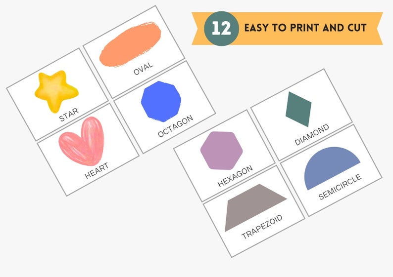 12 Rainbow Shapes Flash Cards, Preschool Materials, Homeschool ...