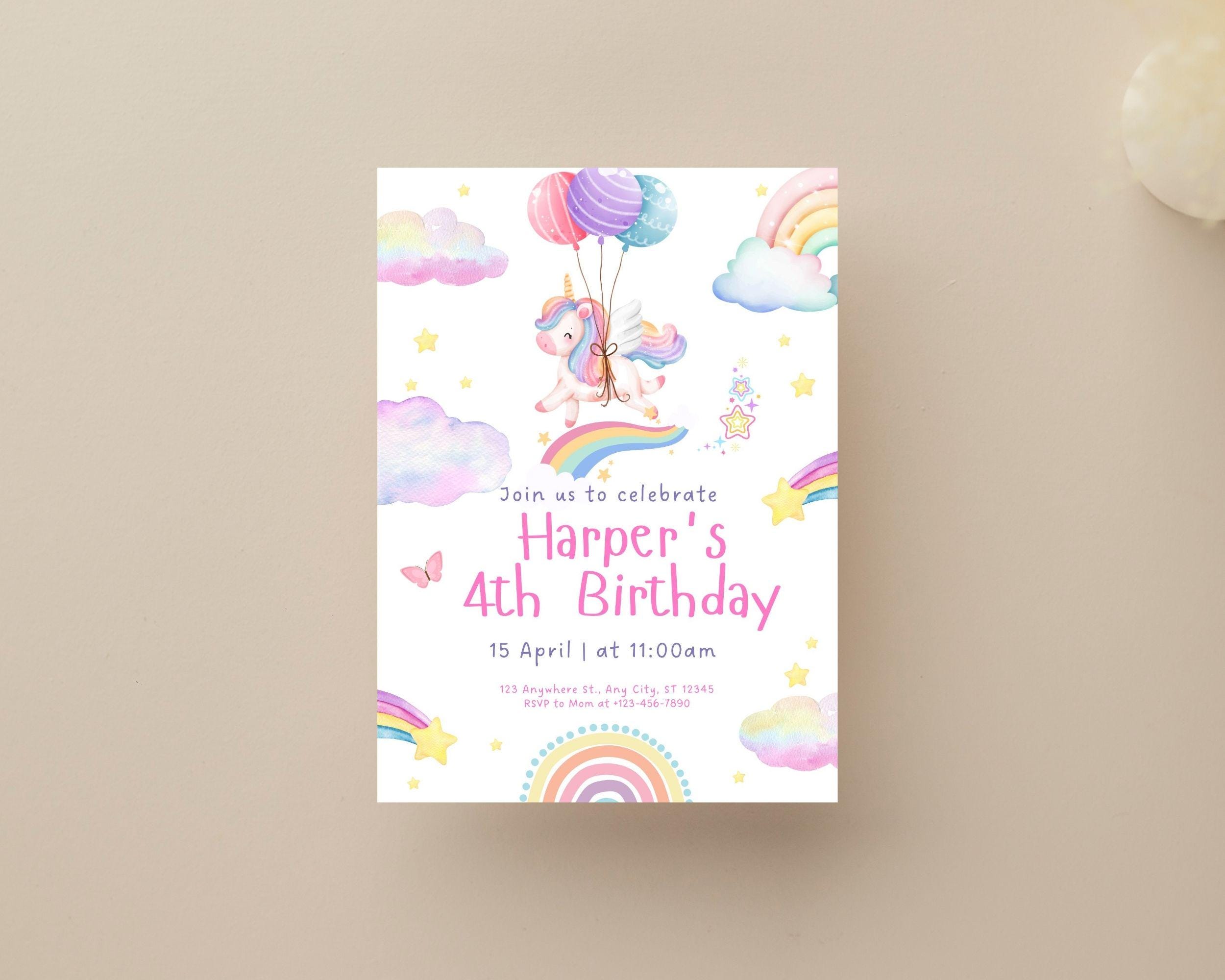 Editable Unicorn Birthday Invitation Template | Instant Download on ...