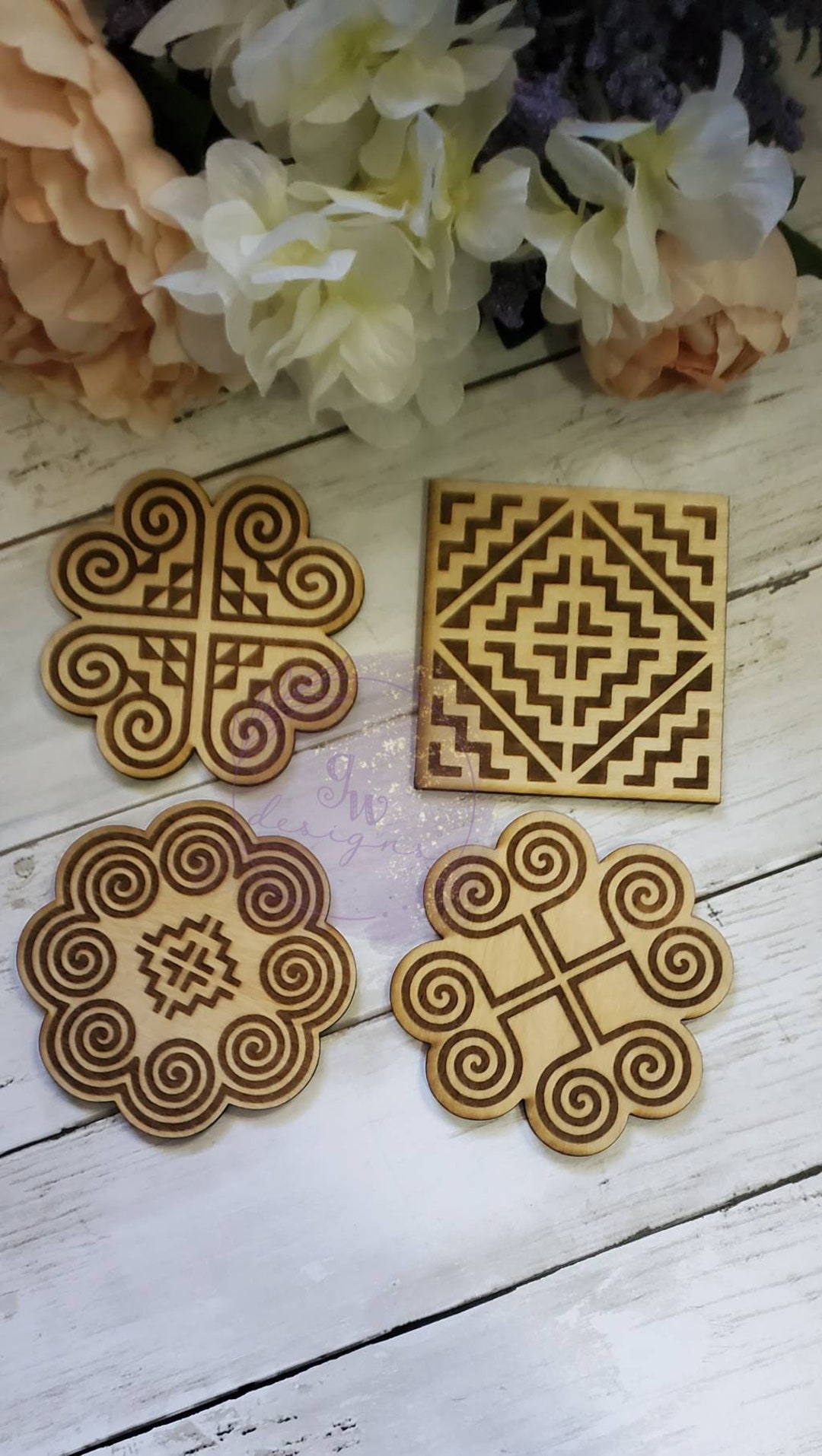 Engraved Hmong Print Coasters - Etsy
