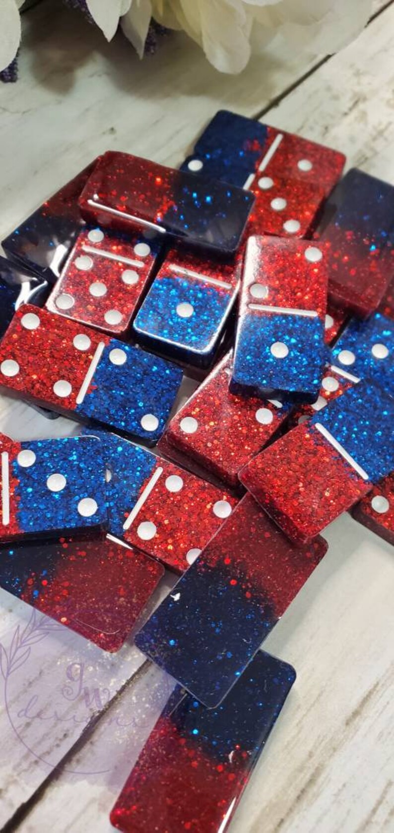 Glitter Resin Dominoes | Double Six Dominoes Set | Custom Dominoes - Etsy