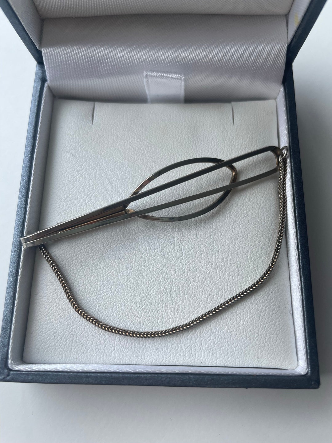 Vintage 1960s Stratton Imitation Tie Bar Clip With Chain in Box ...