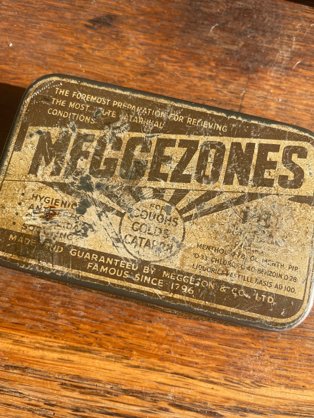 Vintage Meggezones Lozenge Tin | Collectible 1950's Metal Tin | Retro ...