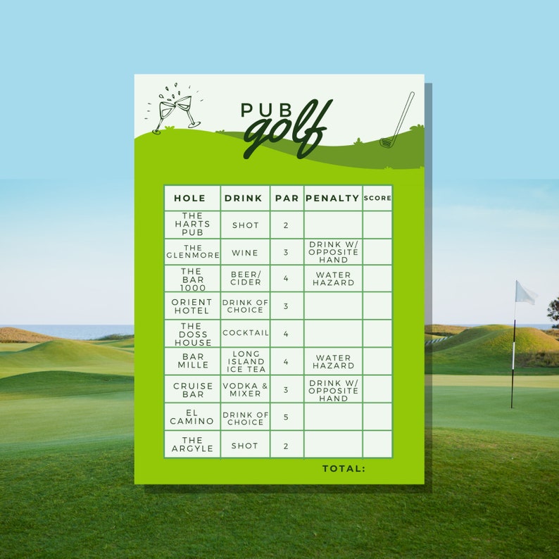 Pub Golf Score Card - Etsy