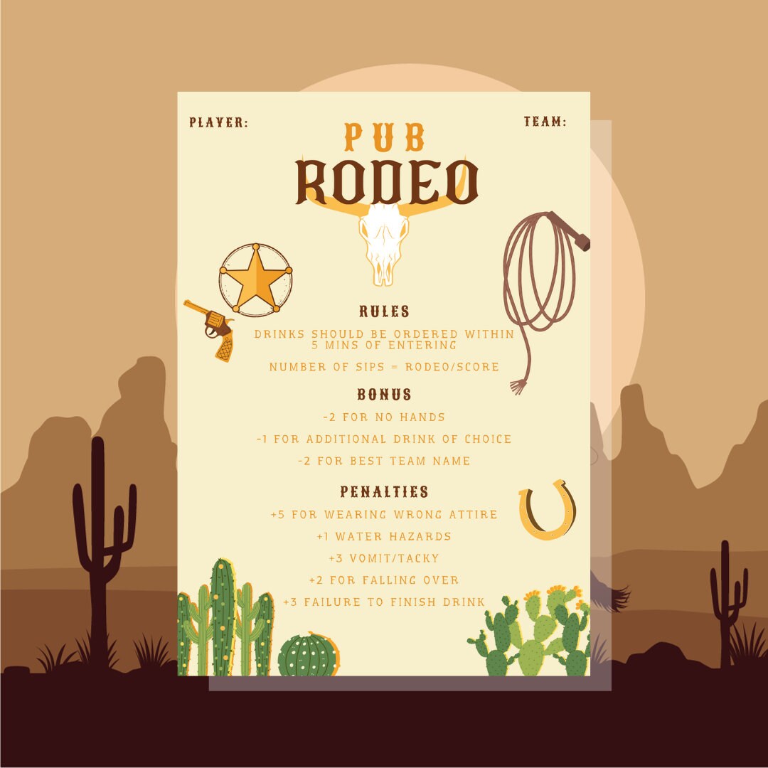 Pub Rodeo Crawl Score Card - Etsy
