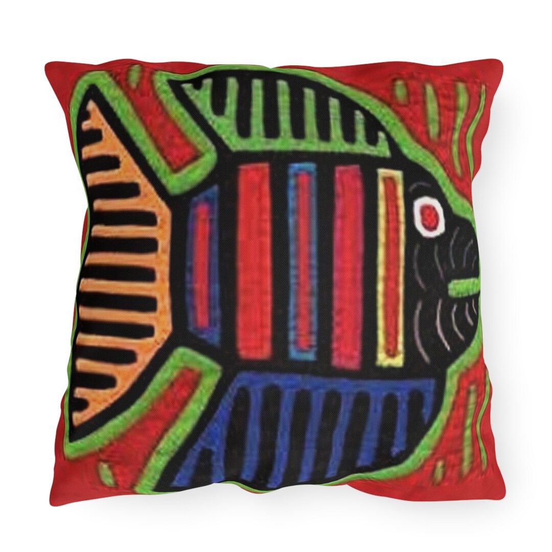 Fish Mola Print Outdoor Pillows - Etsy