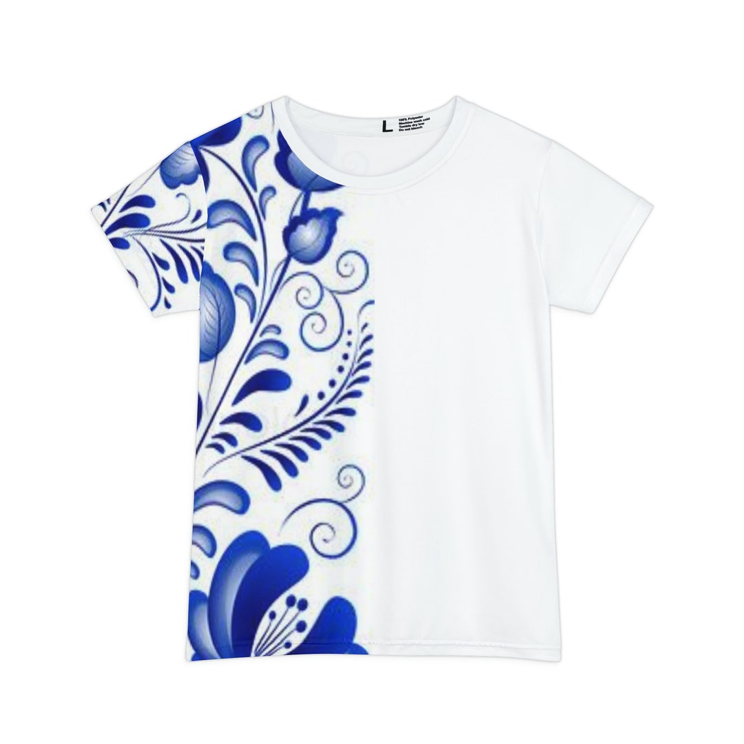 Blue Pollera Pattern Women's Short Sleeve Shirt (AOP) - Etsy