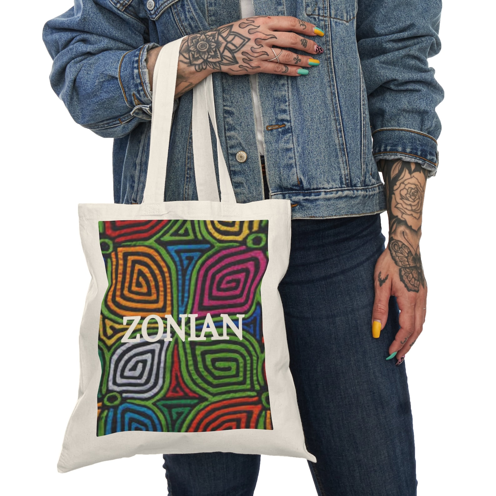 Zonian on a Mola Print Natural Tote Bag - Etsy