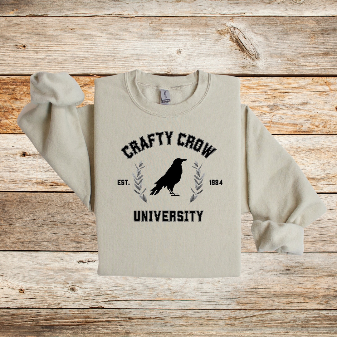 Crow Sweatshirt, Crafty Crow University, Crewneck Sweatshirt, Gothic ...
