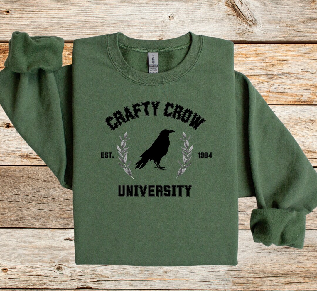 Crow Sweatshirt, Crafty Crow University, Crewneck Sweatshirt, Gothic ...