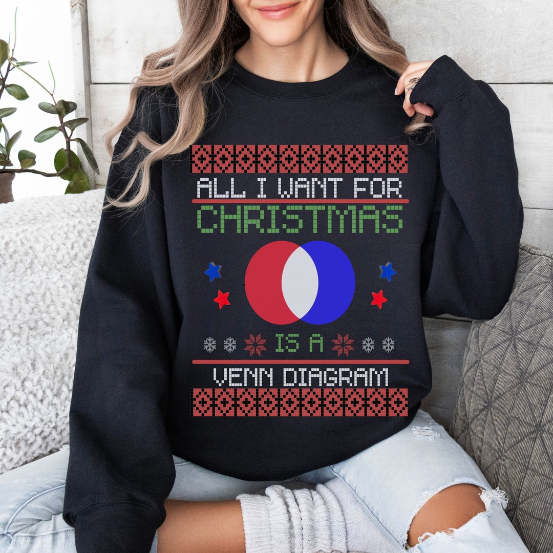 I Love a Venn Diagram,politcal Ugly Christmas Sweater, 2024 Election ...