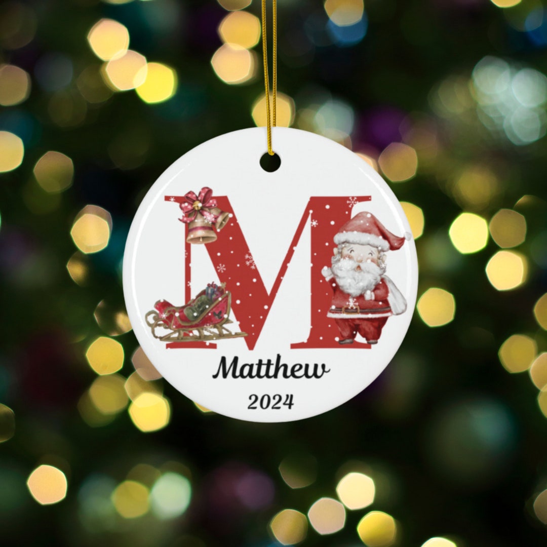 Custom Santa Initial Ornament, Letter Name Ornament, Alphabet Family ...