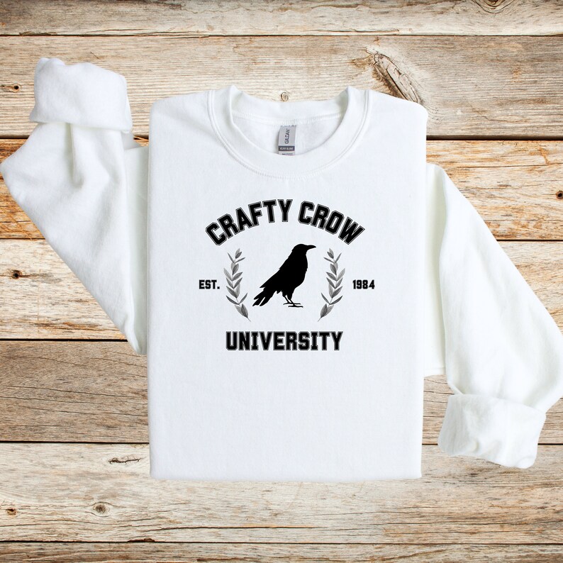 Crow Sweatshirt, Crafty Crow University, Crewneck Sweatshirt, Gothic ...