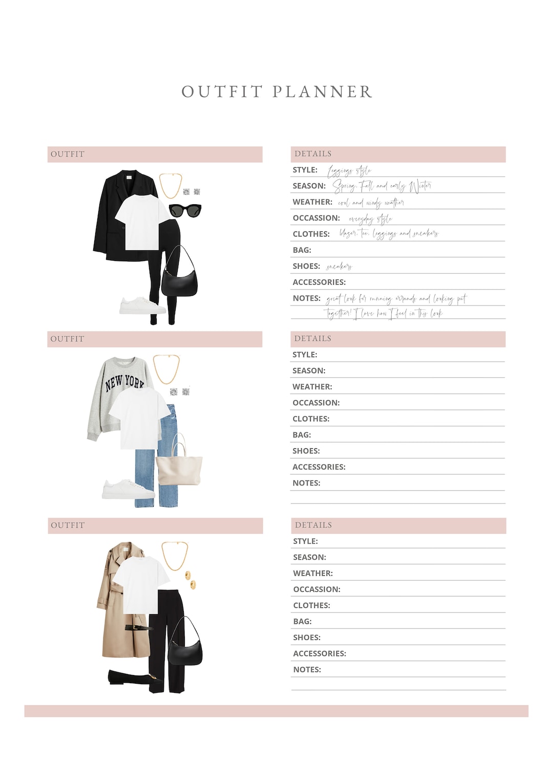 Outfit Planner, Printable Planner, Capsule Wardrobe, Goodnotes and ...