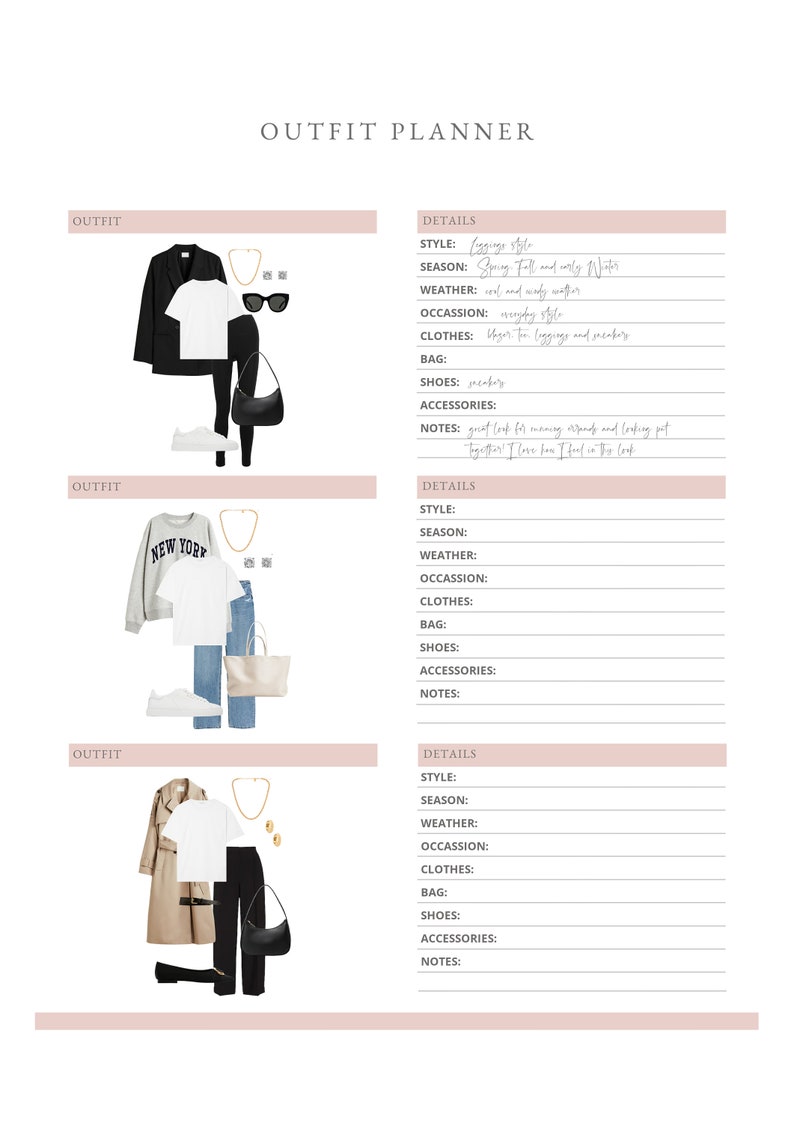 Outfit Planner, Printable Planner, Capsule Wardrobe, Goodnotes and ...