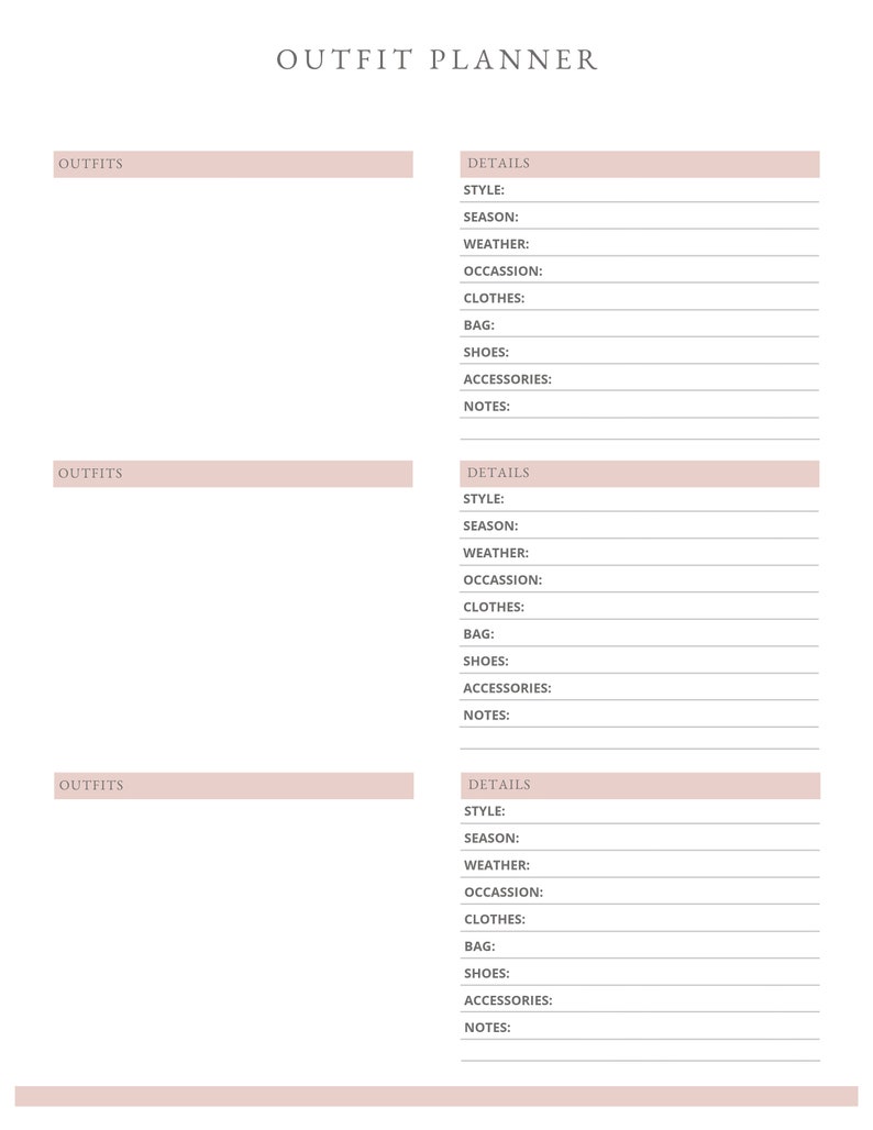 Outfit Planner, Printable Planner, Capsule Wardrobe, Goodnotes and ...
