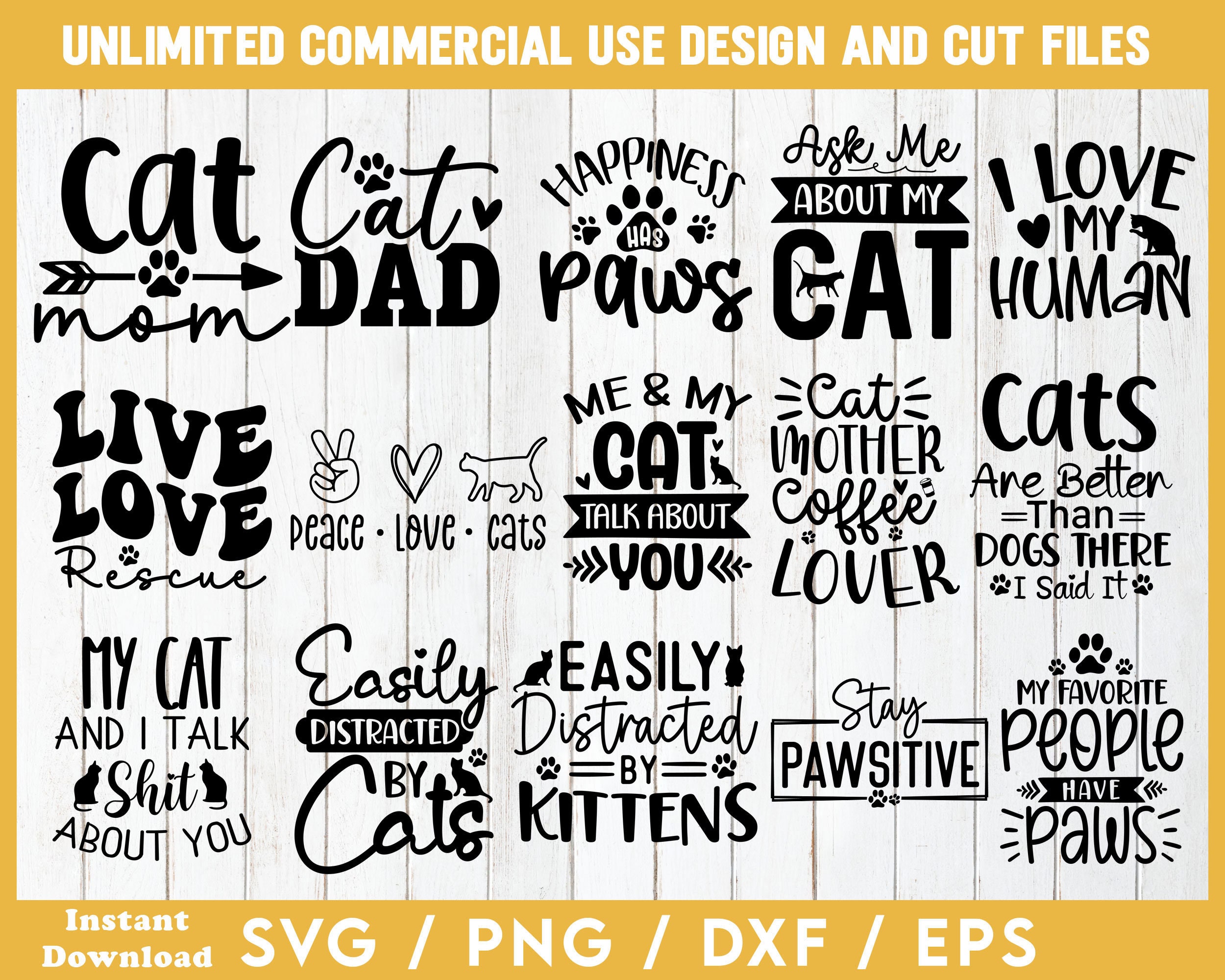 Cat SVG Bundle - Cat SVG Files for Crafters, Cat Svg Designs for POD ...