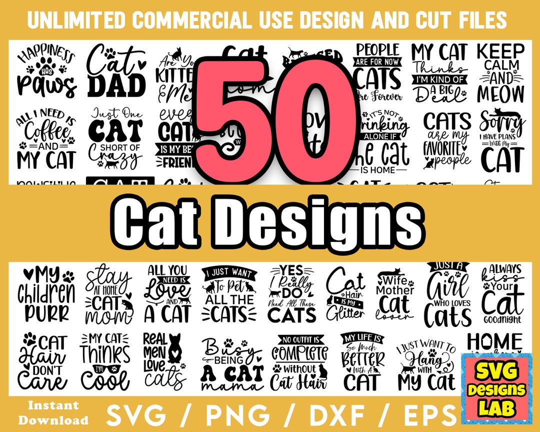 Cat SVG Bundle - Cat SVG Files for Crafters, Cat Svg Designs for POD ...