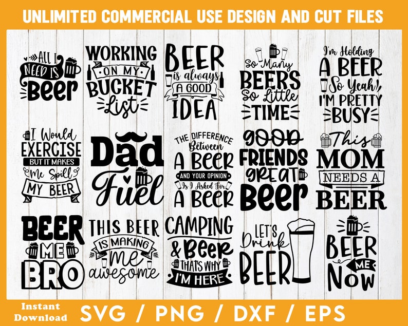 Beer SVG Bundle - Beer SVG Files for Crafters, Beer Svg Designs for POD ...