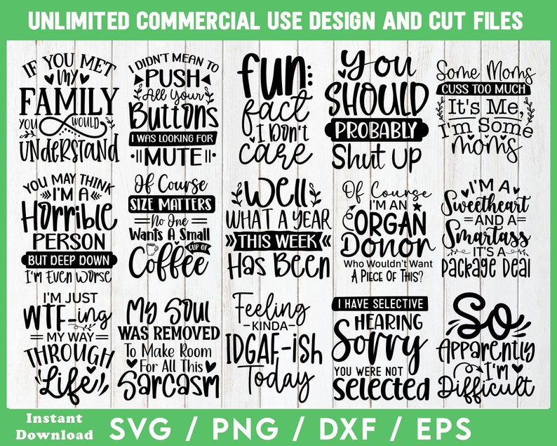 Funny SVG Bundle 2 Funny Quotes Svg, Funny Sayings Svg, Funny SVG Files ...