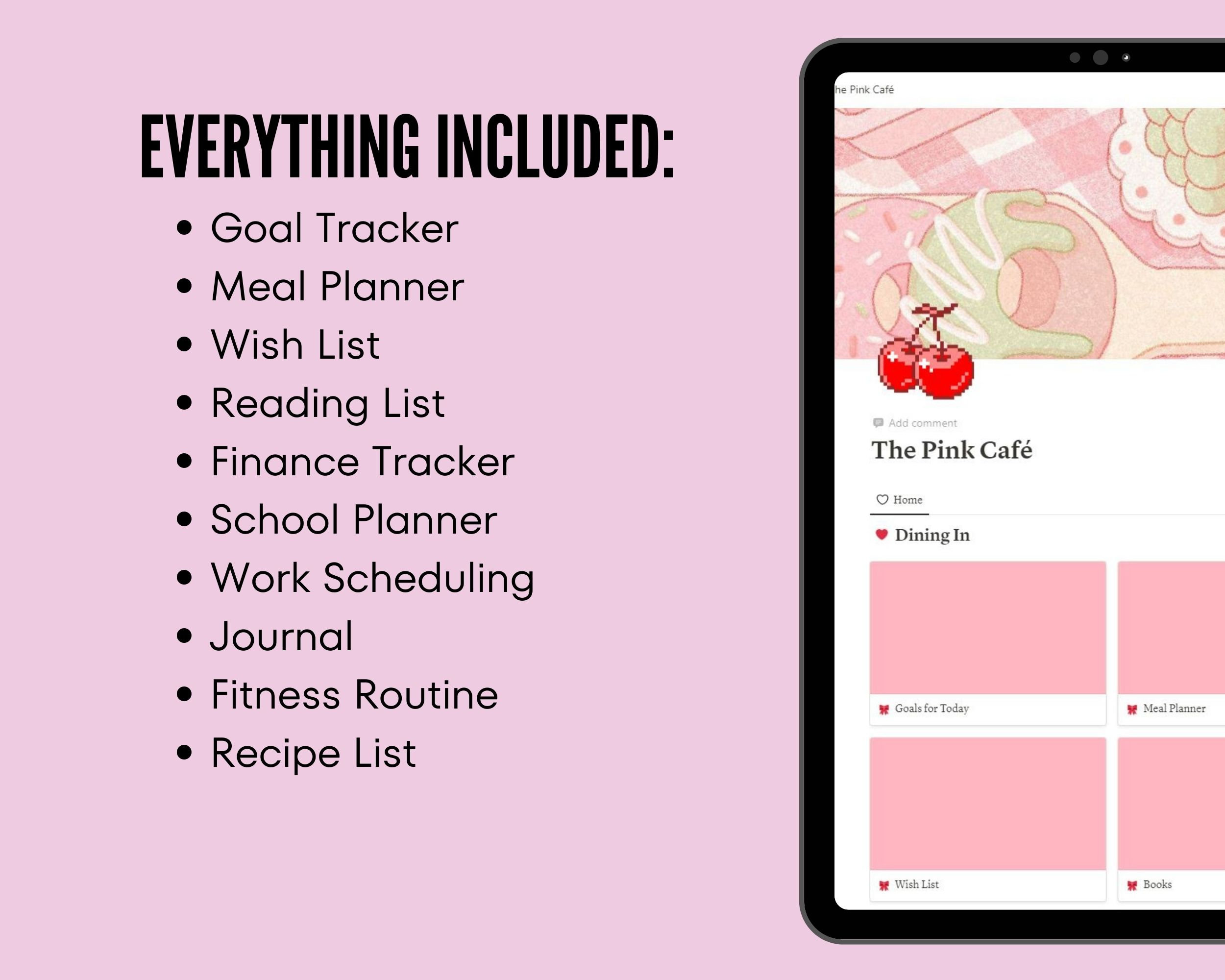Pink Personal Notion Template, Notion Template, Cute Notion Templates ...