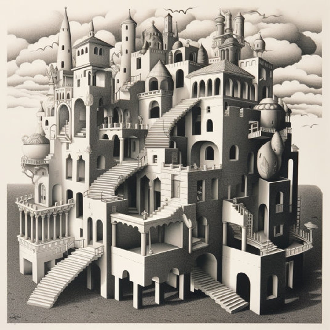 Escher-style Lithograph Artwork, Housewarming Gifts, New Home Gifts ...