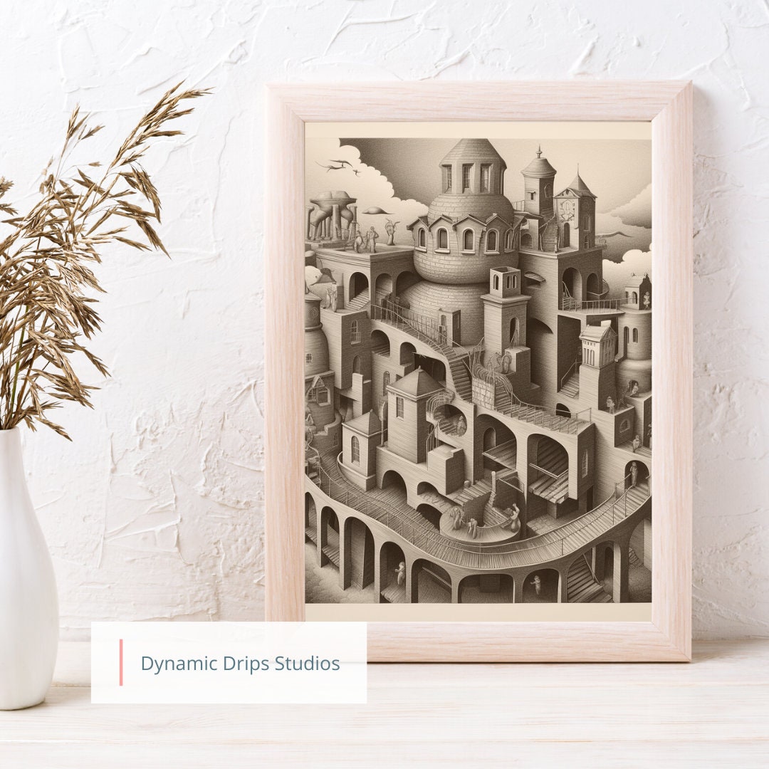 Escher-style Lithograph Artwork Housewarming Gifts New Home - Etsy