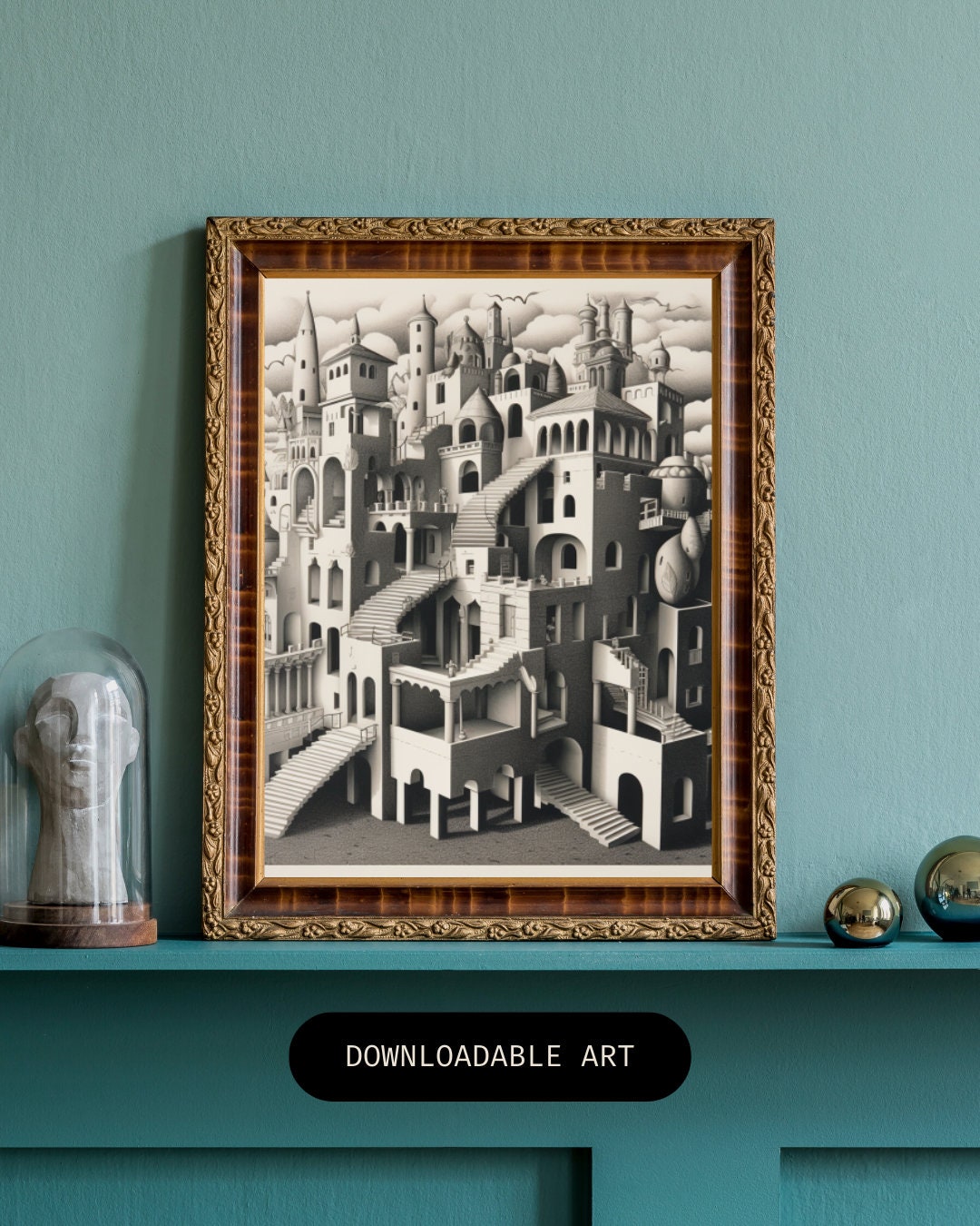 Escher-style Lithograph Artwork, Housewarming Gifts, New Home Gifts ...