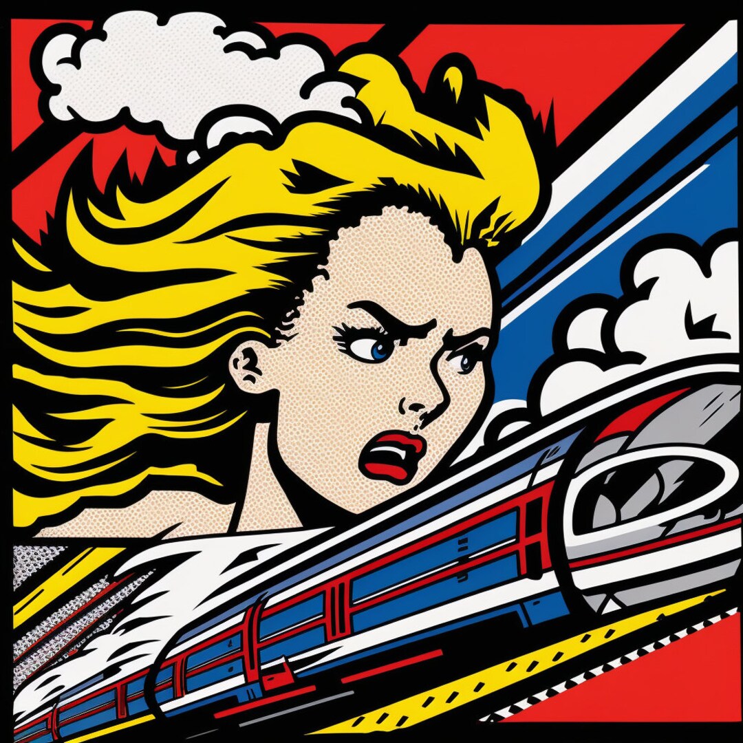 Lichtenstein Inspired Woman on Runaway Train, Wall Art, Collector ...