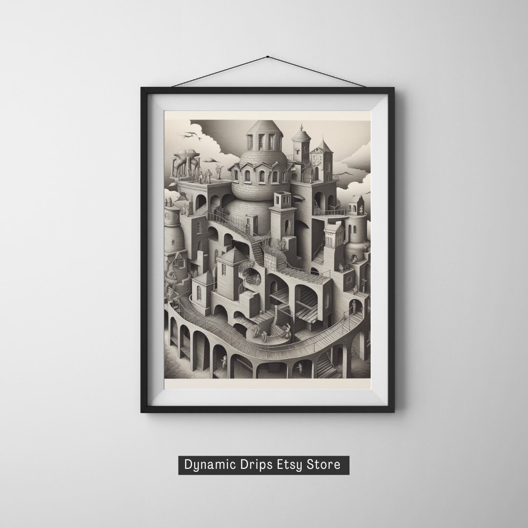 Escher-style Lithograph Artwork Housewarming Gifts New Home - Etsy