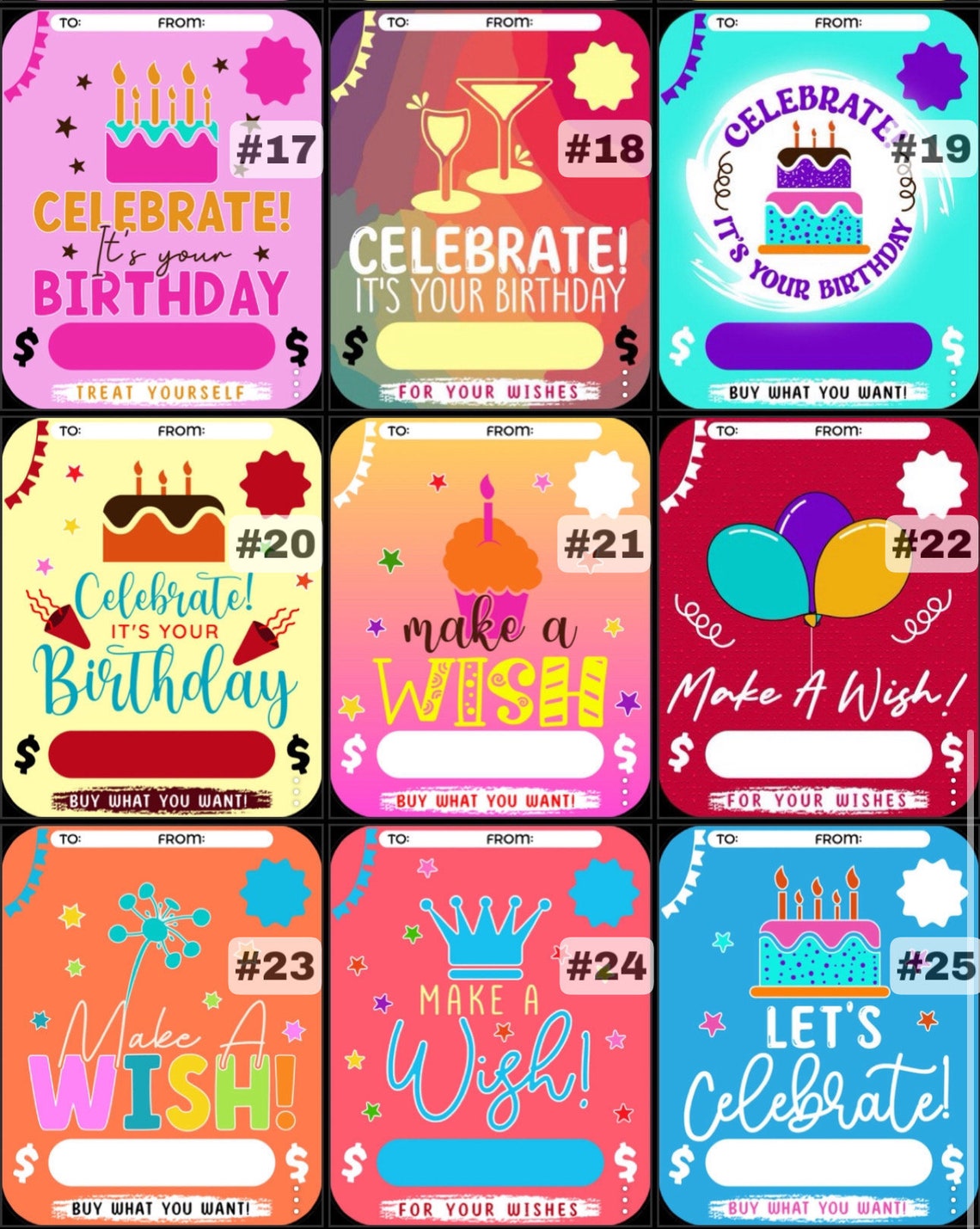 Happy Birthday Money Holder Card! Rolled Cash/dollar Bills/bucks - 25 ...