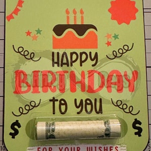 Happy Birthday Money Holder Card! Rolled Cash/dollar Bills/bucks - 25 ...