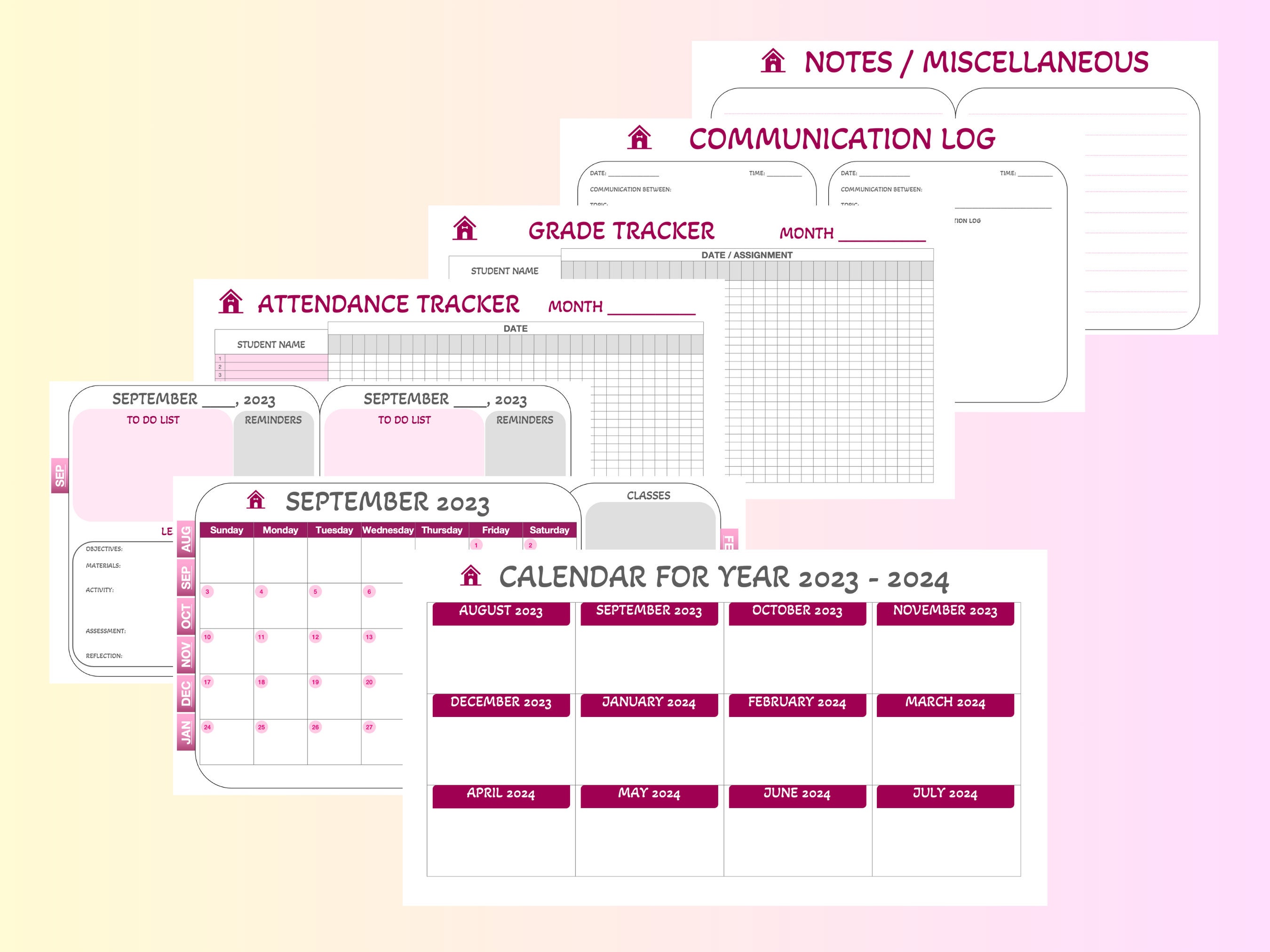 Ultimate Printable Digital Teacher Planner 23-24 Calendar Planner for ...