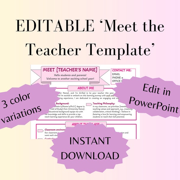 Teacher Introduction Powerpoint - Etsy