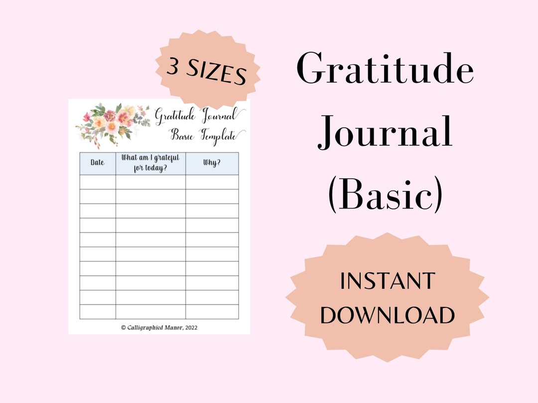 Gratitude Journal, Digital Printable Journal, Daily, Weekly, Monthly ...