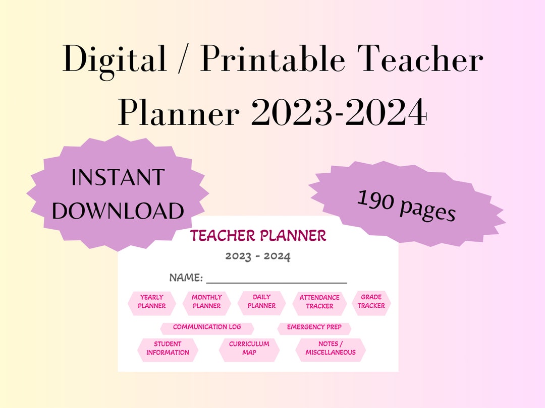 Ultimate Printable Digital Teacher Planner 23-24 Calendar Planner for ...