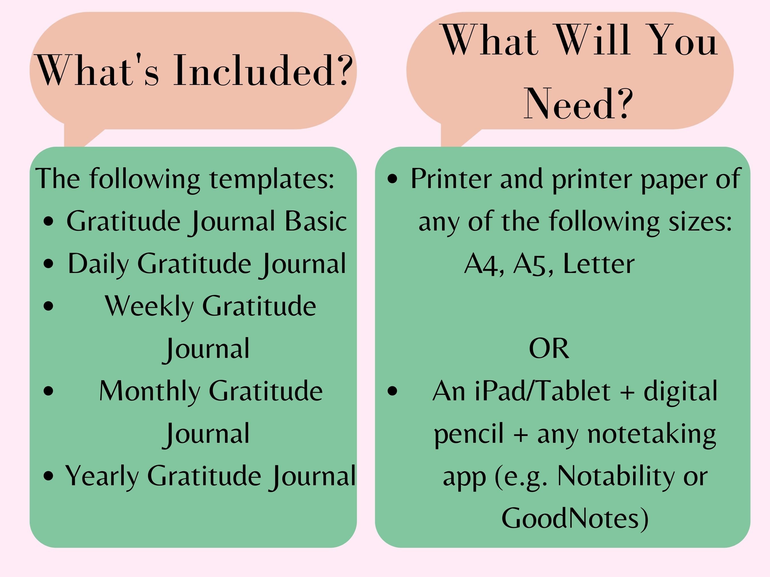 Gratitude Journal, Digital Printable Journal, Daily, Weekly, Monthly ...