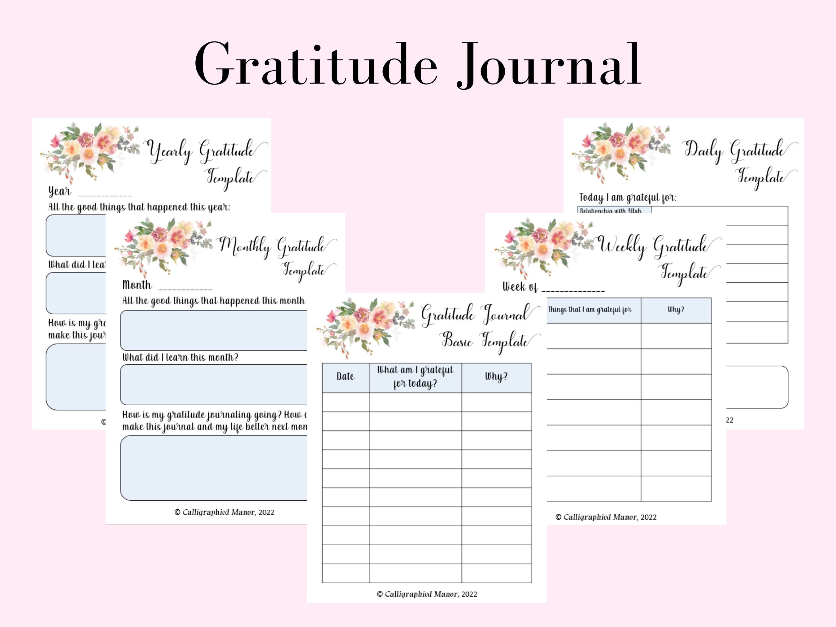 Gratitude Journal, Digital Printable Journal, Daily, Weekly, Monthly ...