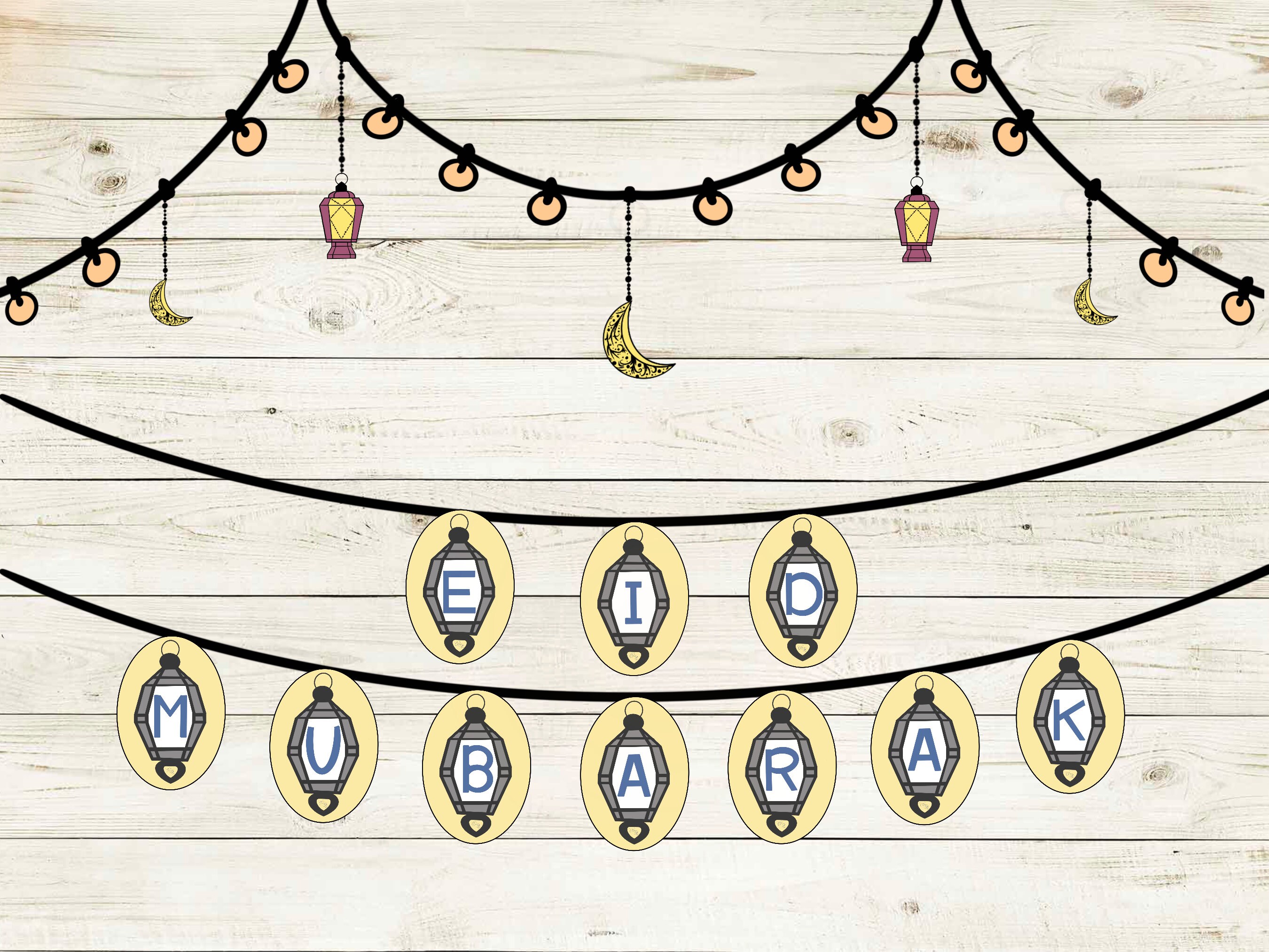 Eid Decor, Eid Mubarak Banner, Printable Eid Decor Banner, Digital Eid ...