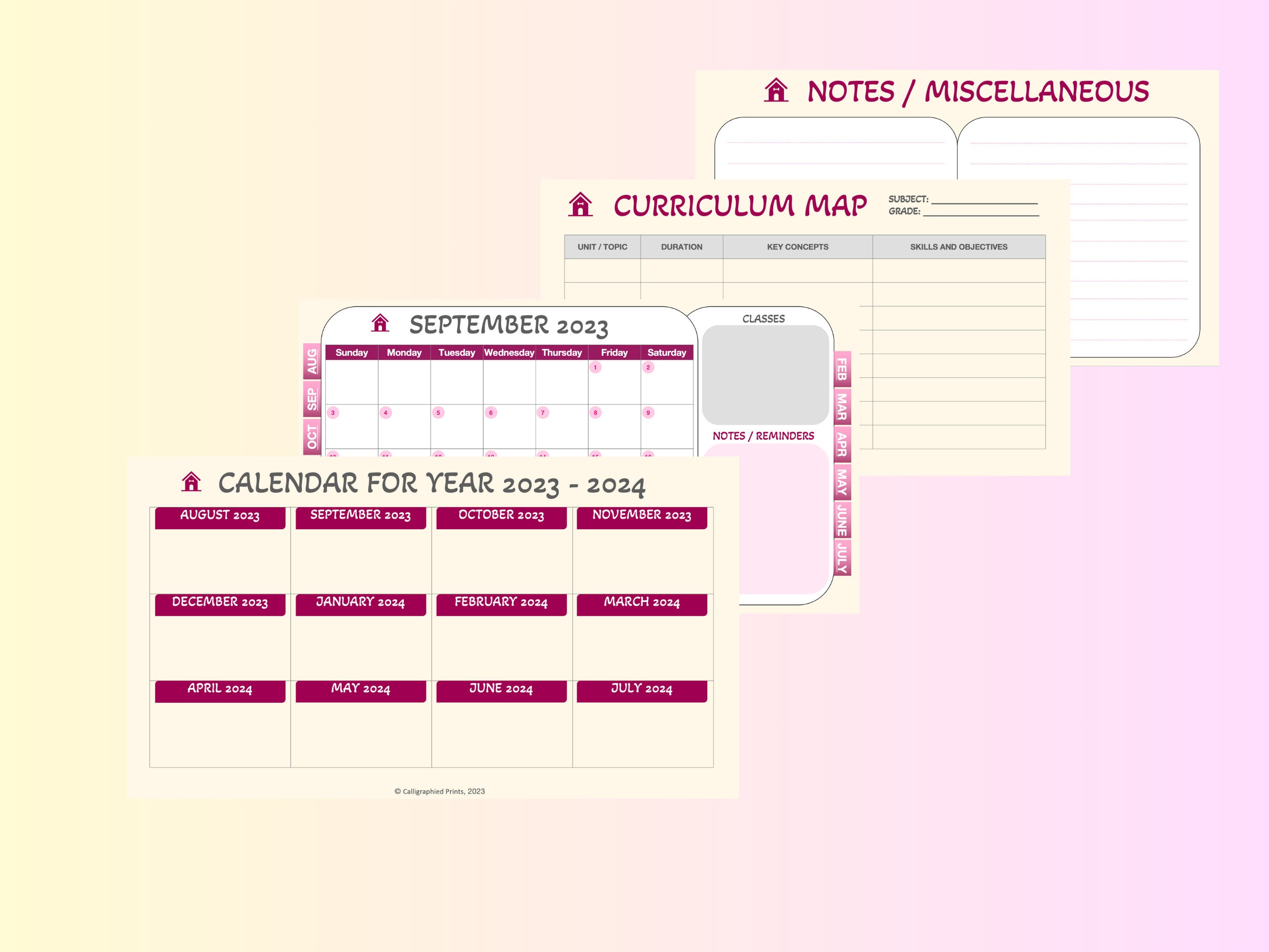 Digital Printable Teacher Calendar 2023-24 Planner for Classroom ...