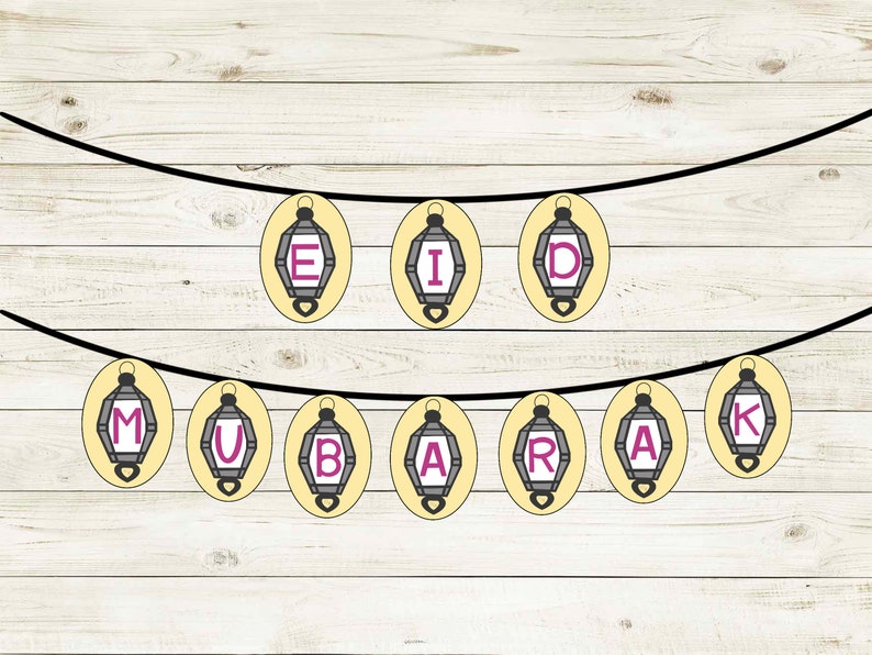 Eid Decor, Eid Mubarak Banner, Printable Eid Decor Banner, Digital Eid ...