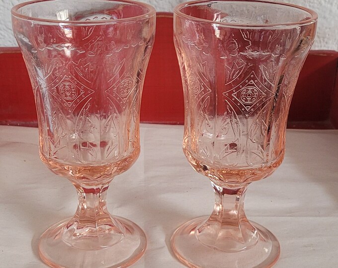 Vintage Pink Depression Glass Madrid Pattern. - Etsy